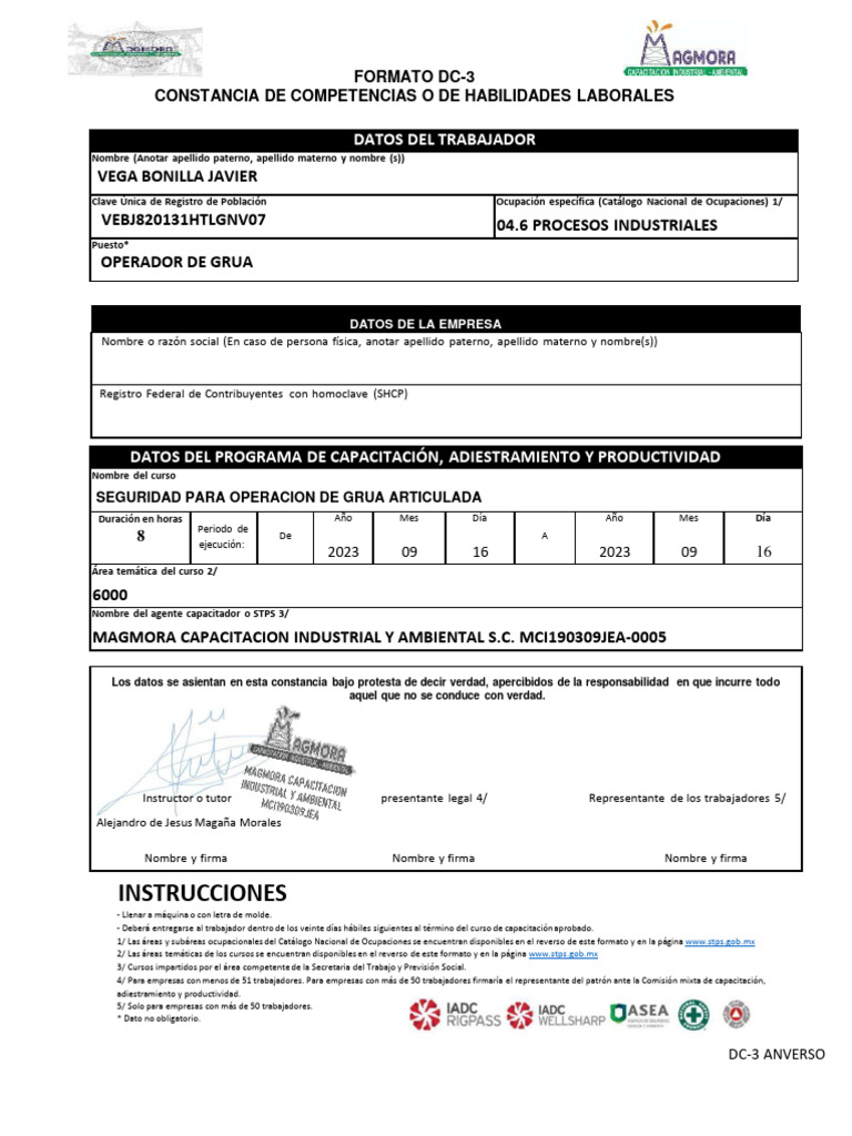 02-DC3 Operador Grua | PDF