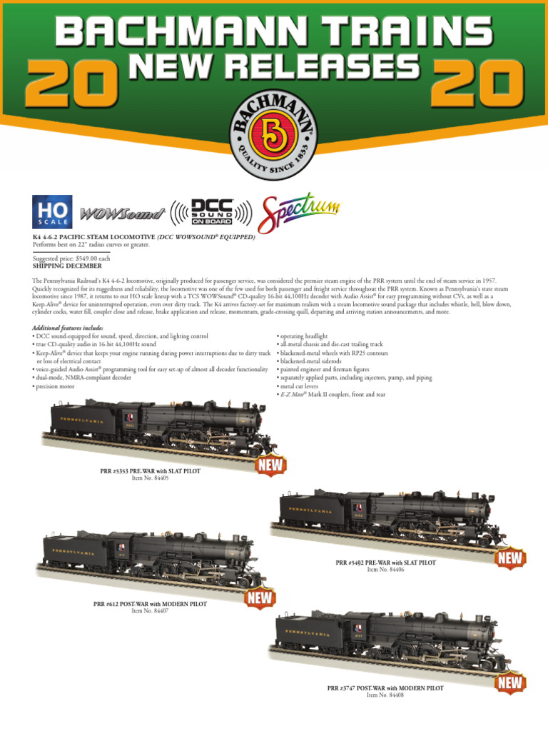 Bachmann 2020 - New Releases | PDF | Steam Locomotive | Rail Transport