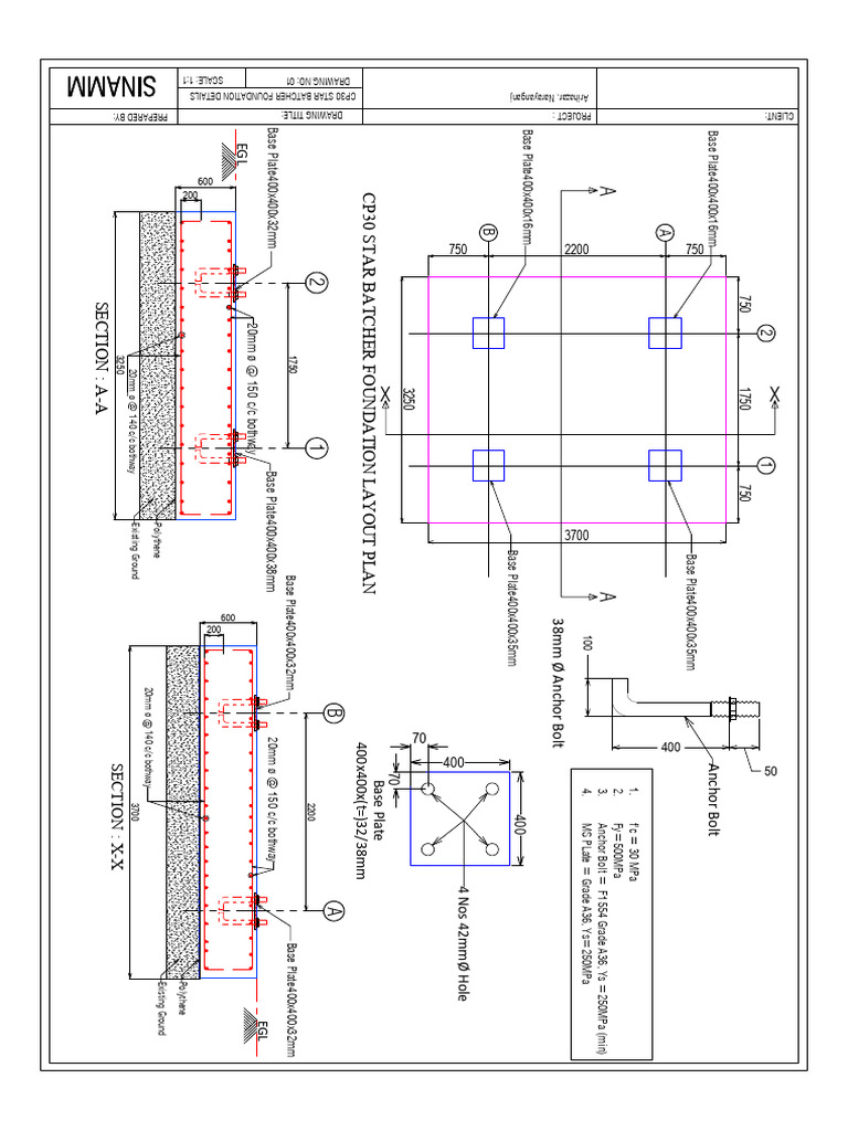 CP30 Batching Plant Foundation Layout | PDF | Strength Of Materials ...