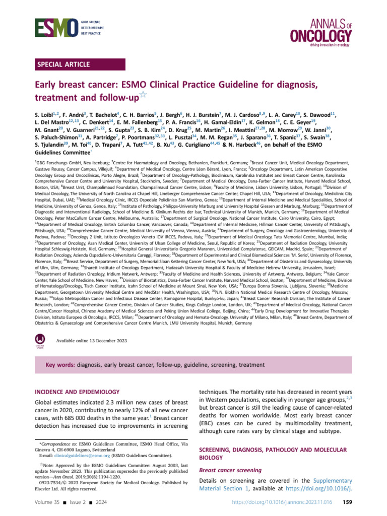 ESMO Guide: Early Breast Cancer Care | PDF | Breast Cancer | Cancer