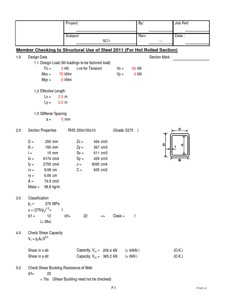 Section Member Design - SC1 | PDF | Civil Engineering | Structural ...