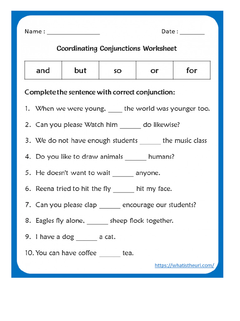 Conjuction Worksheet | PDF