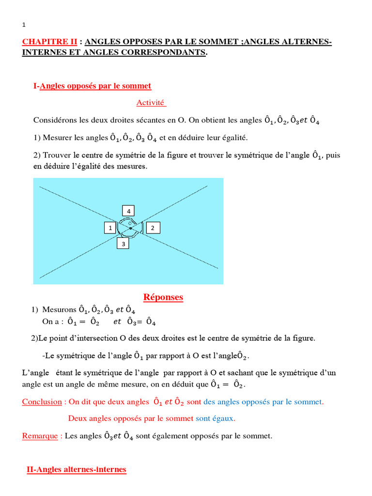 Angles opposés et correspondants en géométrie | PDF | Angle | Triangle