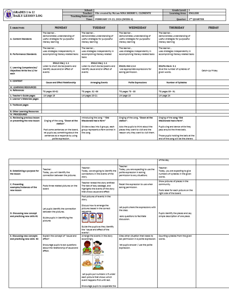 DLL - English 1 - Q3 - W4 | PDF | Differentiated Instruction | Learning
