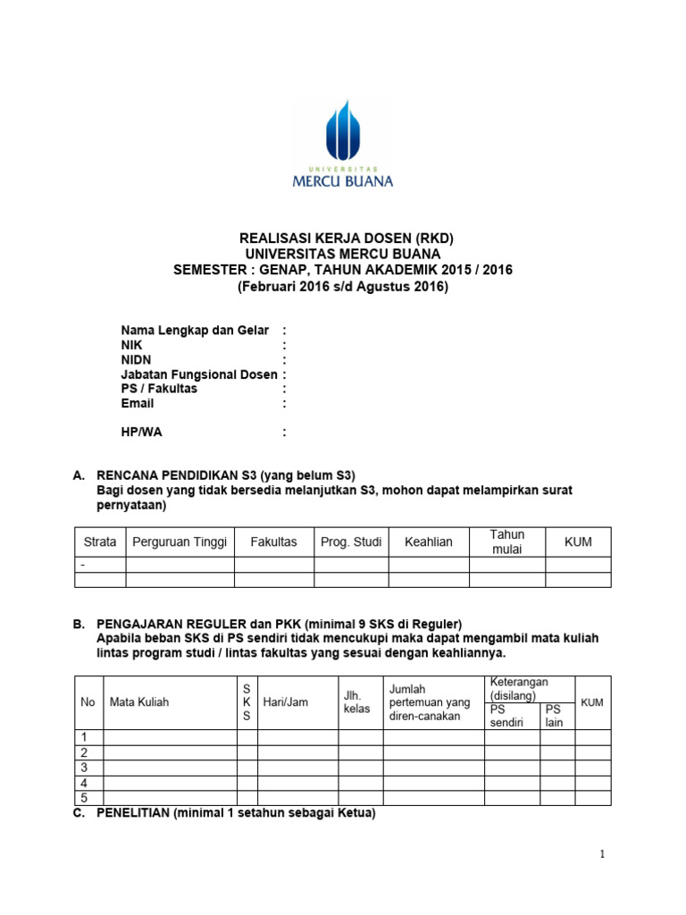 Contoh Form RKD | PDF