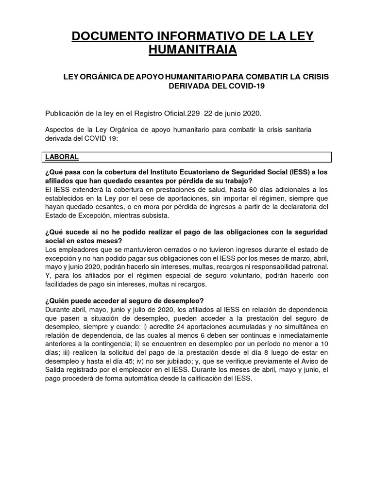 8 Manual Documento Informativo Ley Humanitaria | PDF | Economias