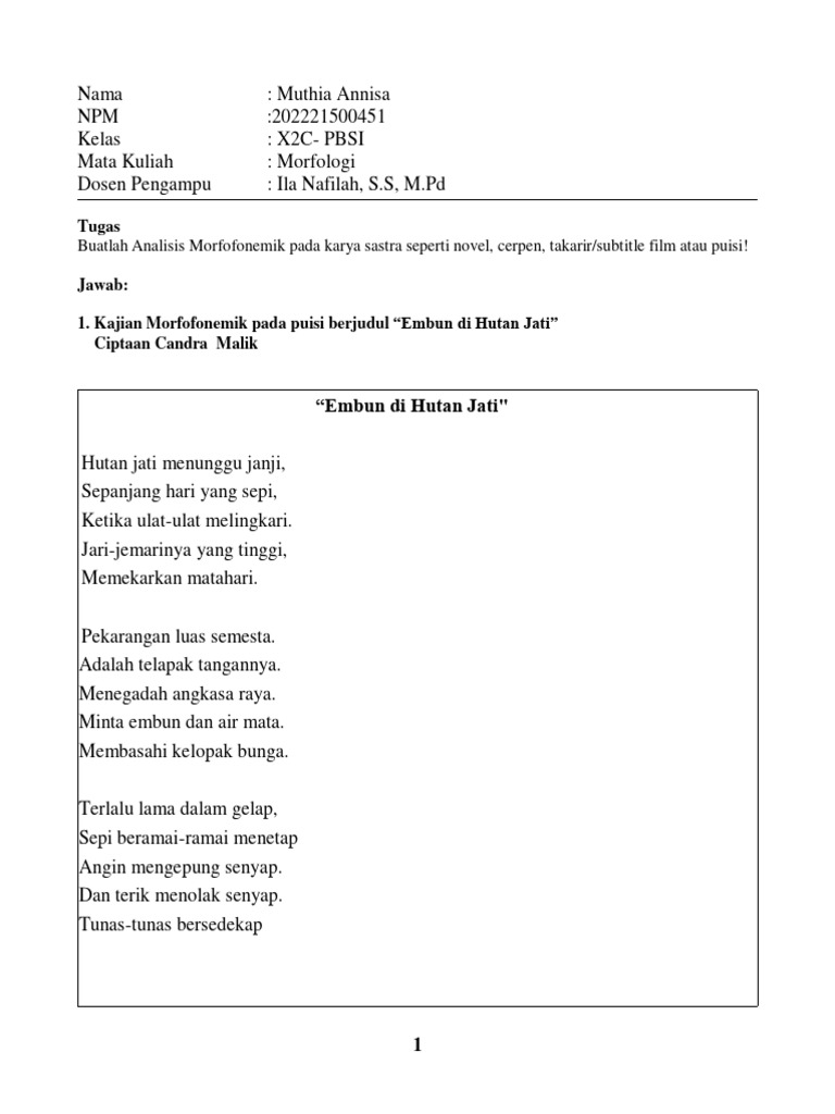 Muthia Annisa - Morfologi - X2C | PDF