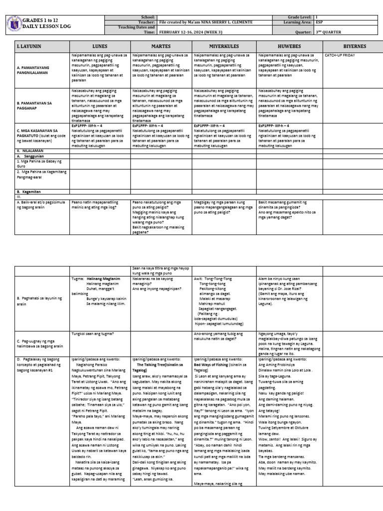 DLL - Esp 1 - Q3 - W3 | PDF