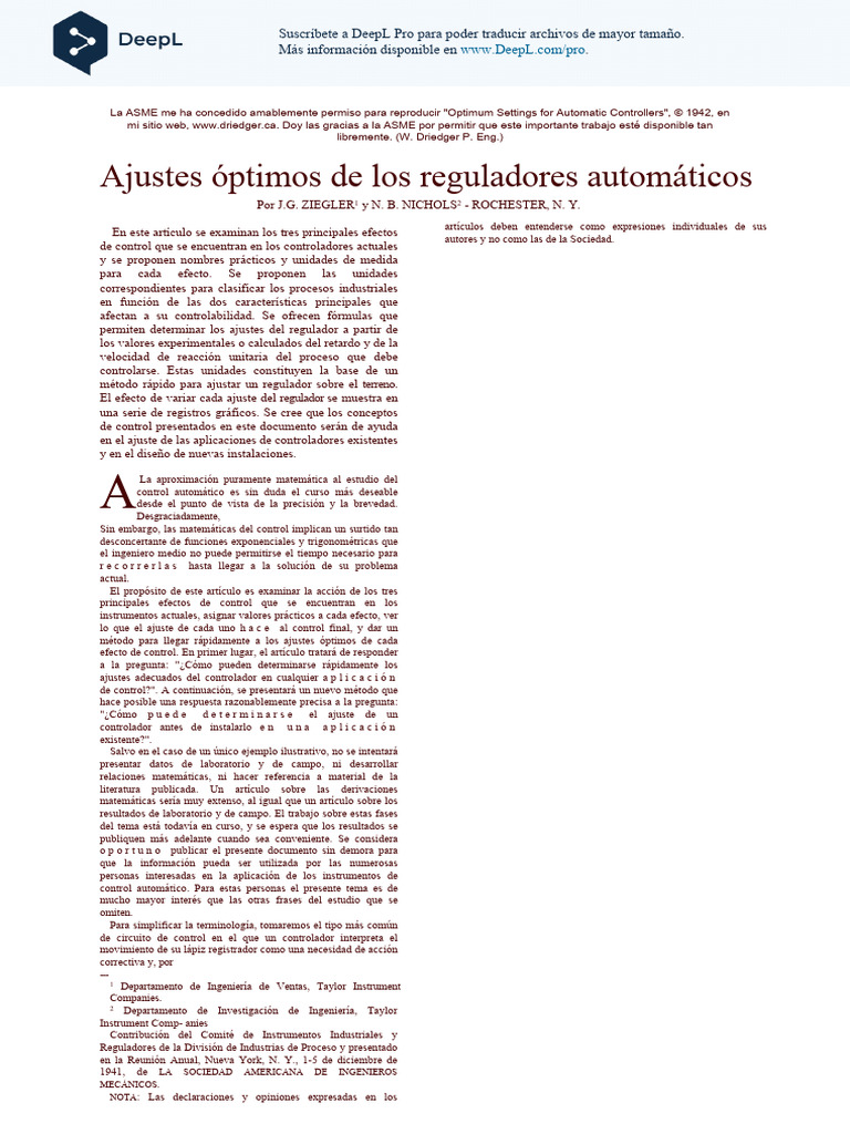 Ajustes Óptimos de Controladores Automáticos | PDF | Oscilación | Medición
