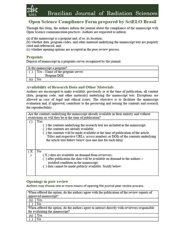 Open Science Compliance Form Guide | PDF | Computers