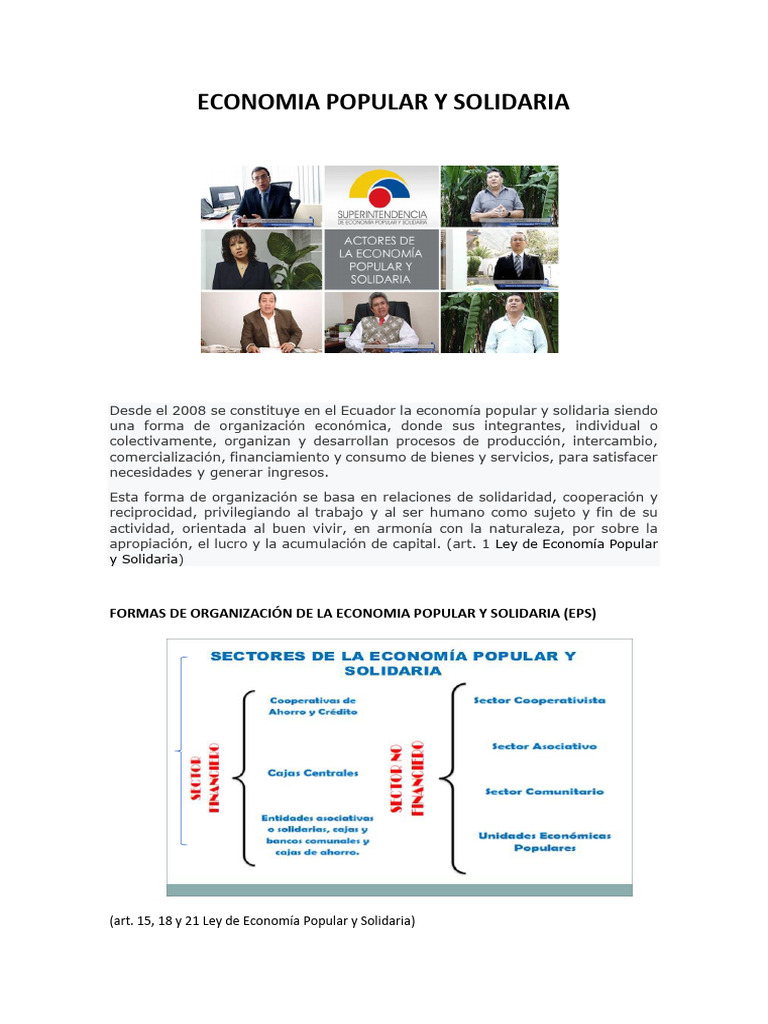 Economía Popular y Solidaria en Ecuador | PDF | Cooperativa | Economias