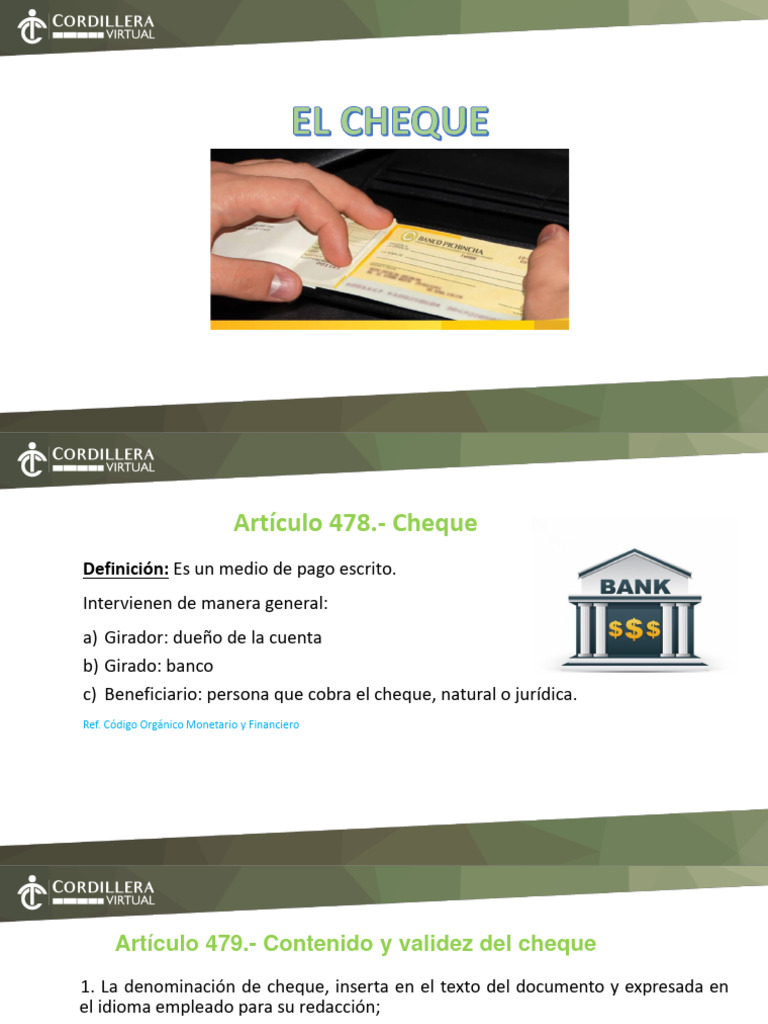 El Cheque - Codigo Organico Monetario y Financiero | PDF | Cheque ...