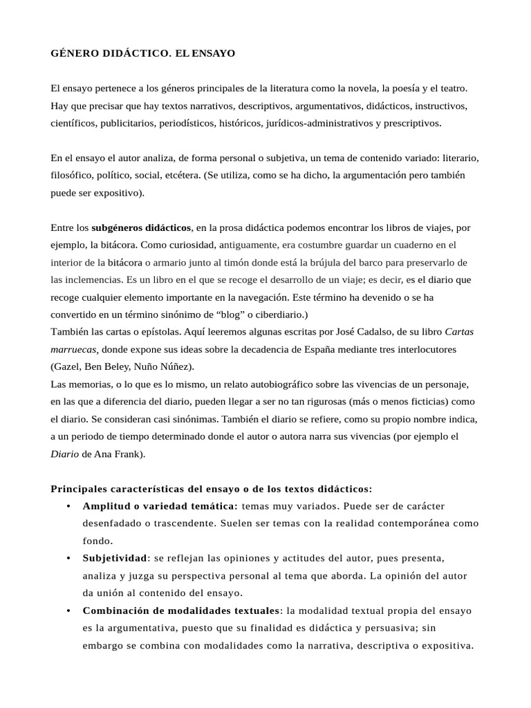 Género Didáctico 4.º E | PDF | Ensayos | Escritura