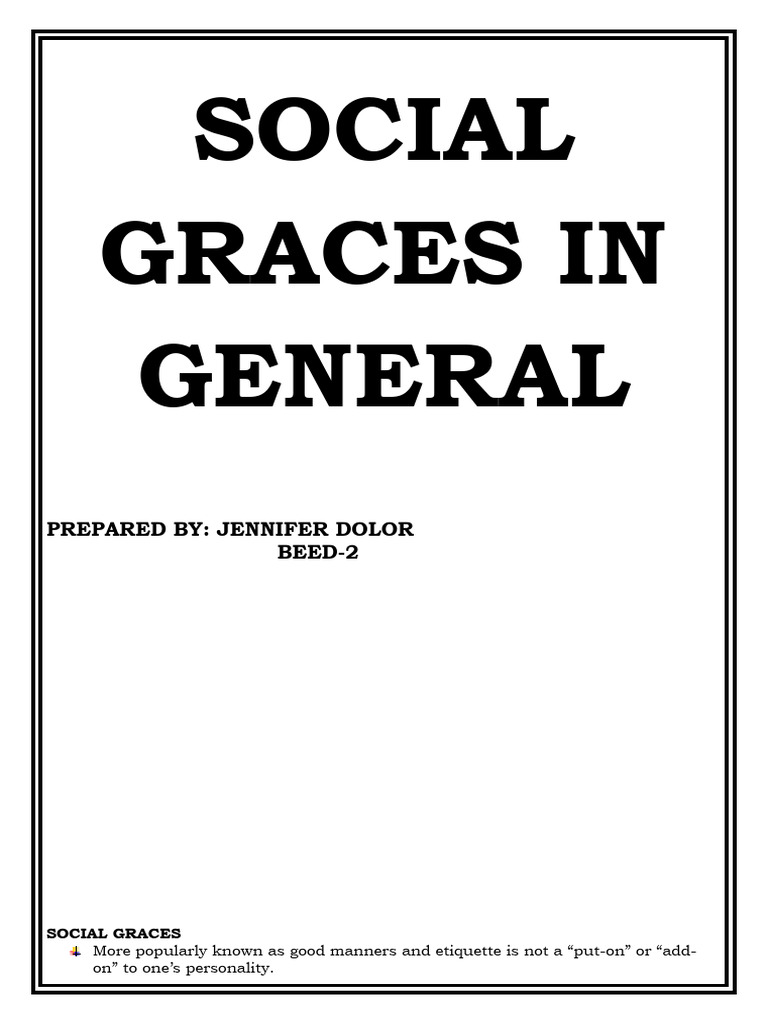 Social Graces and Etiquette Guide | PDF | Food And Drink | Cuisine