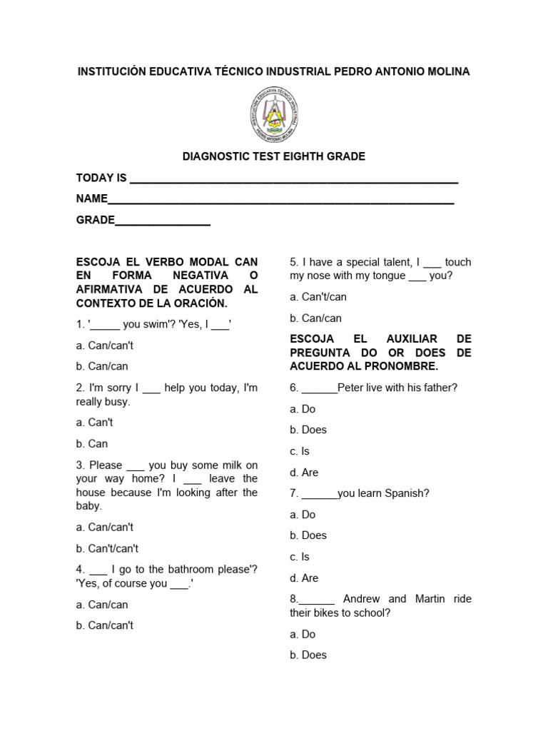Diagnostic 8TH | PDF | Language Arts & Discipline | Foreign Language Studies