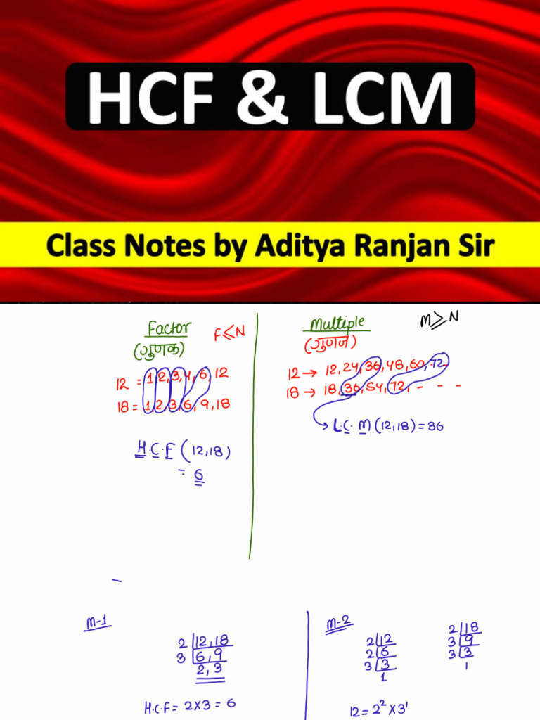 040) HCF & LCM (Class Notes) | PDF