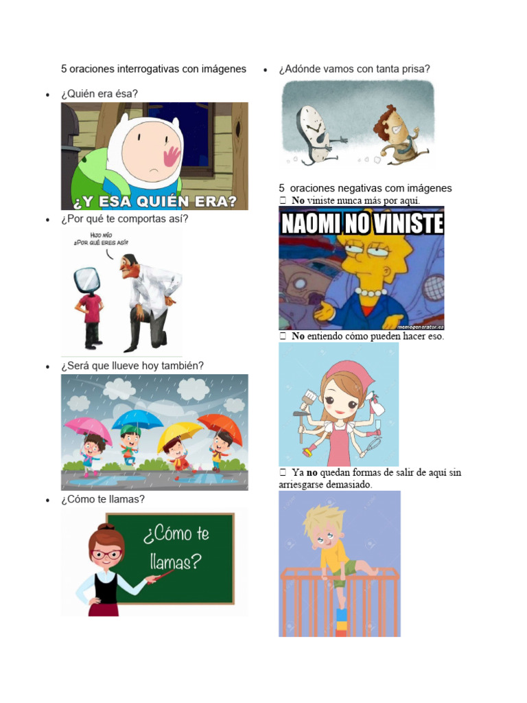 5 oraciones interrogativas con imágenes | PDF