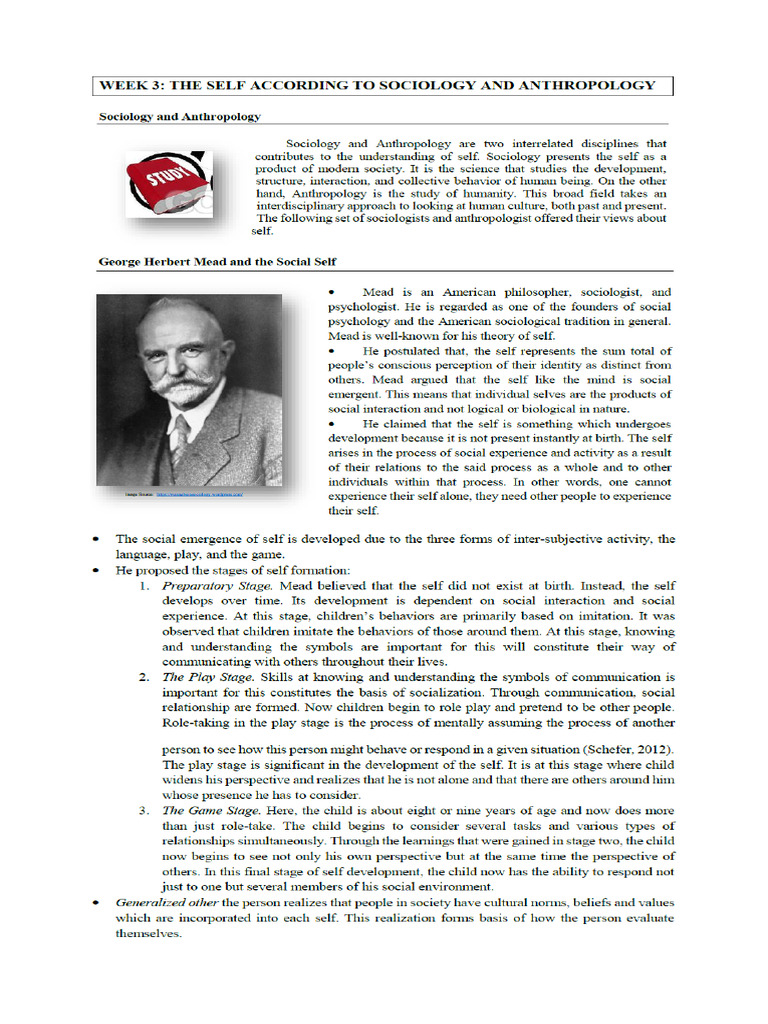 Week 3 - (Module) THE SELF ACCORDING TO SOCIOLOGY AND ANTHROPOLOGY | PDF