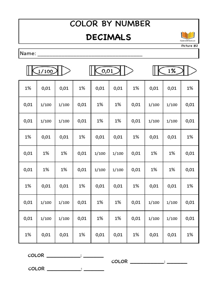 Decimal Color by Number Worksheet | PDF