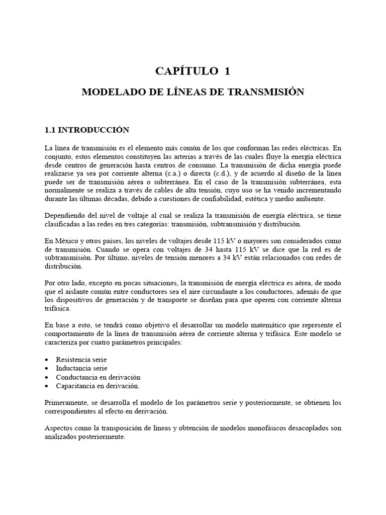 Capitulo 1 - Modelado de Lineas de Transmision - 2016 | PDF | Transmisión de energía eléctrica ...