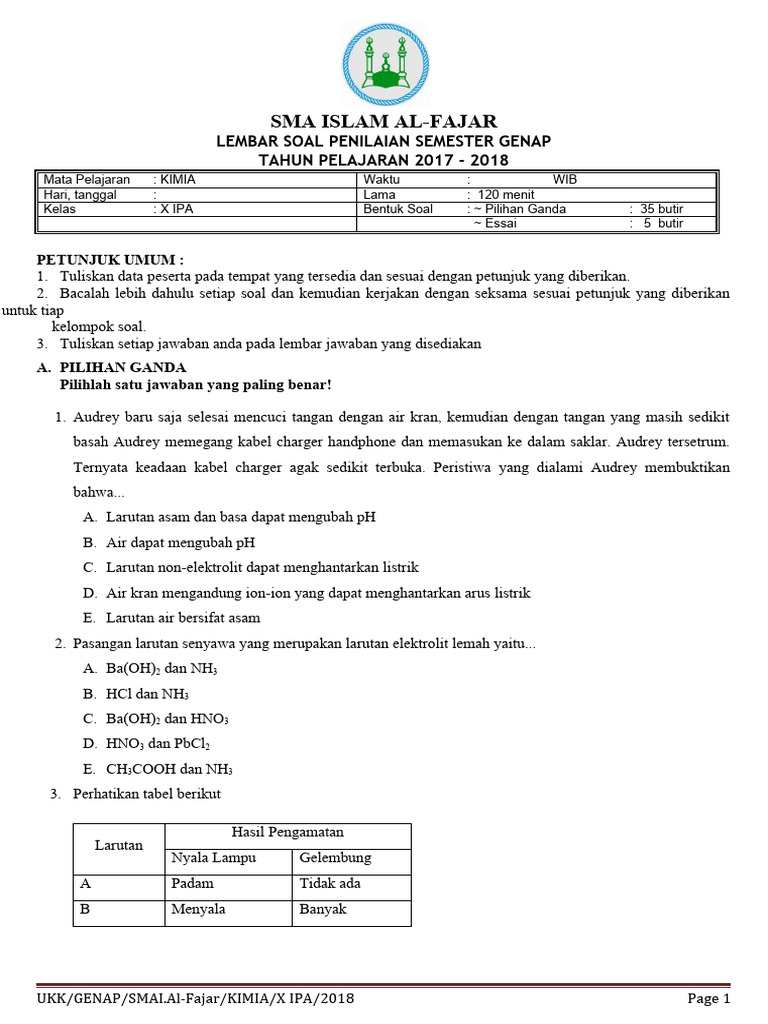 Soal Uas Genap Kelas X | PDF