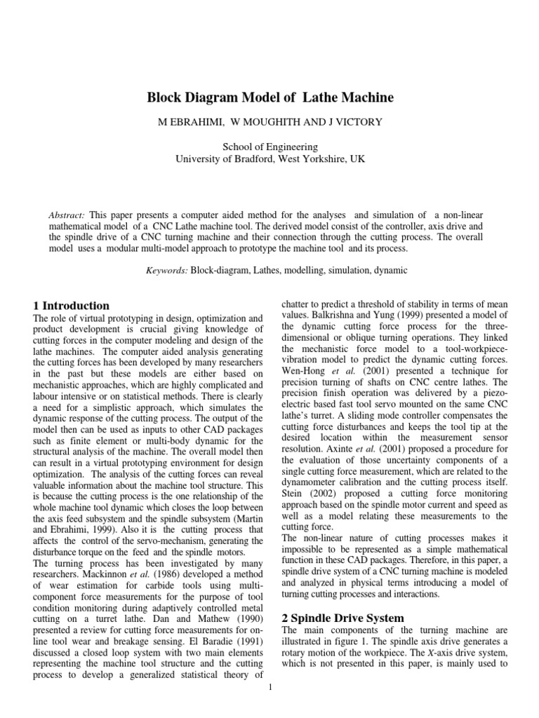 Block Diagram Model of Lathe Machine | PDF | Numerical Control ...