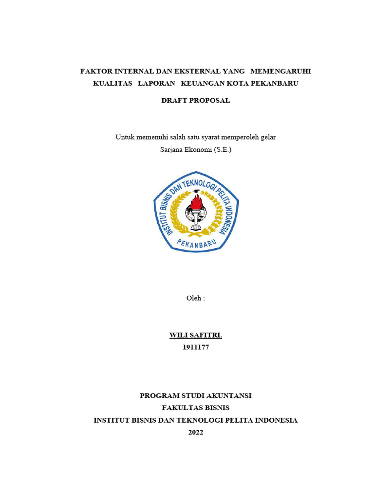 Proposal. Wili Safitri-1911177 | PDF