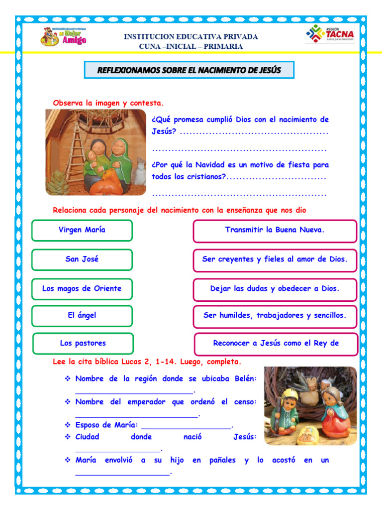 Nacimiento de Jesus Ficha | PDF | Navidad | María, madre de Jesús