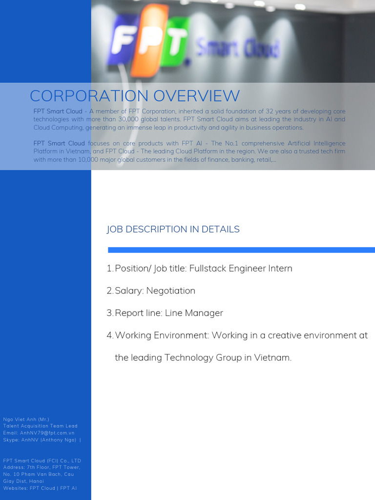 Fullstack Engineer Intern at FPT | PDF | Cloud Computing | Artificial Intelligence
