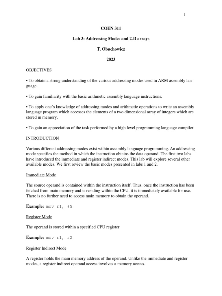 Lab 3 Pdf Pointer Computer Programming Assembly Language