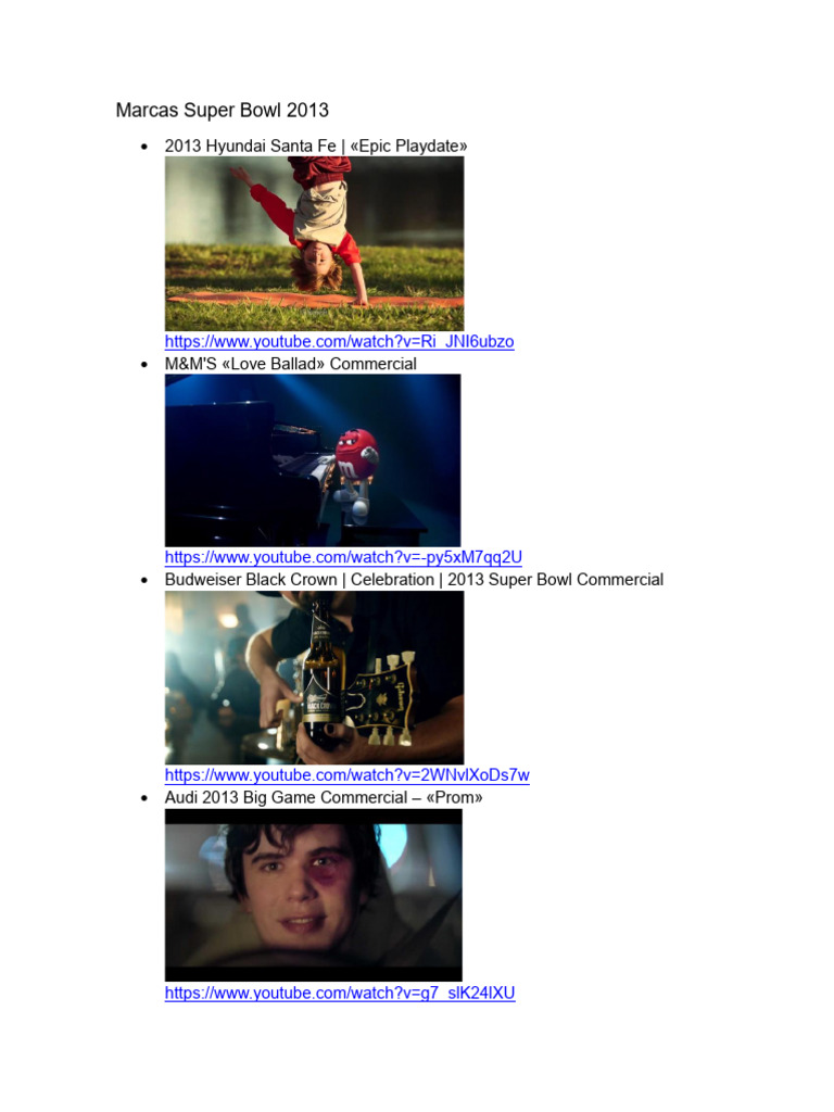 Super Bowl 2013 Commercials Overview | PDF | Super Bowl Commercials ...