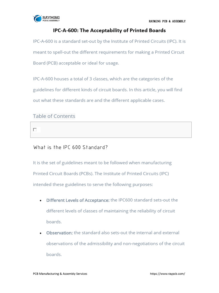 IPC-A-600 The Acceptability of Printed Boards | PDF | Printed Circuit ...