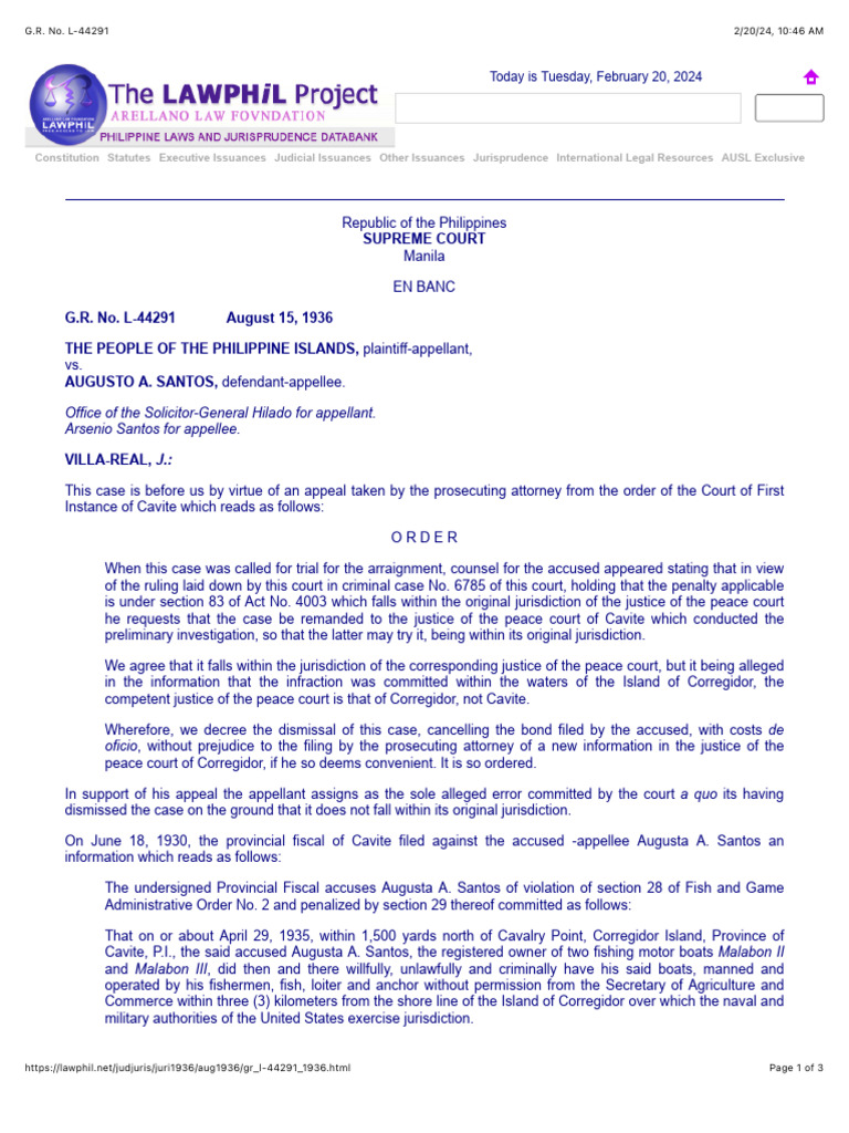 People v. Augusto Santos | PDF | Appeal | Necessary And Proper Clause