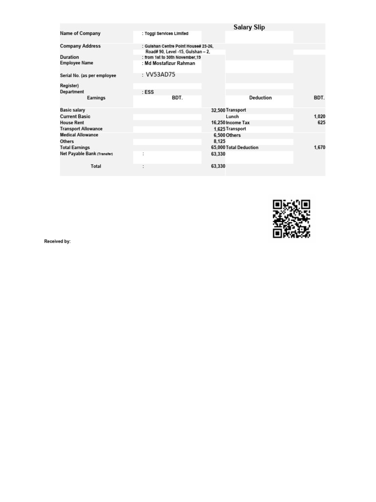 Pay SliP - Sample | PDF