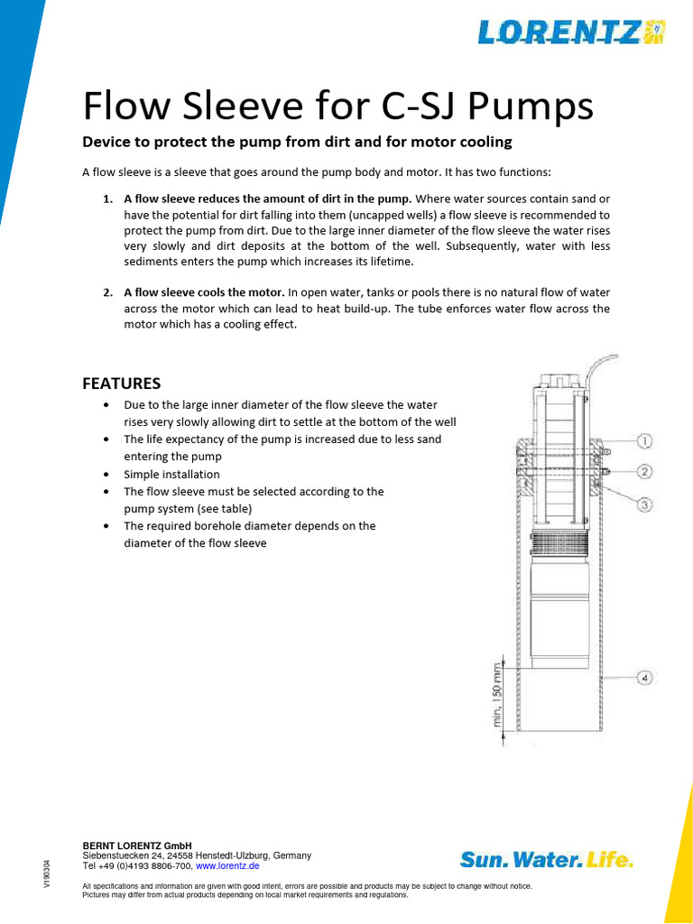 Lorentz Flow Sleeve CSJ | PDF | Pump | Water