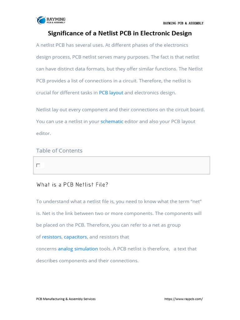 Significance of a Netlist PCB in Electronic Design | PDF | Printed ...