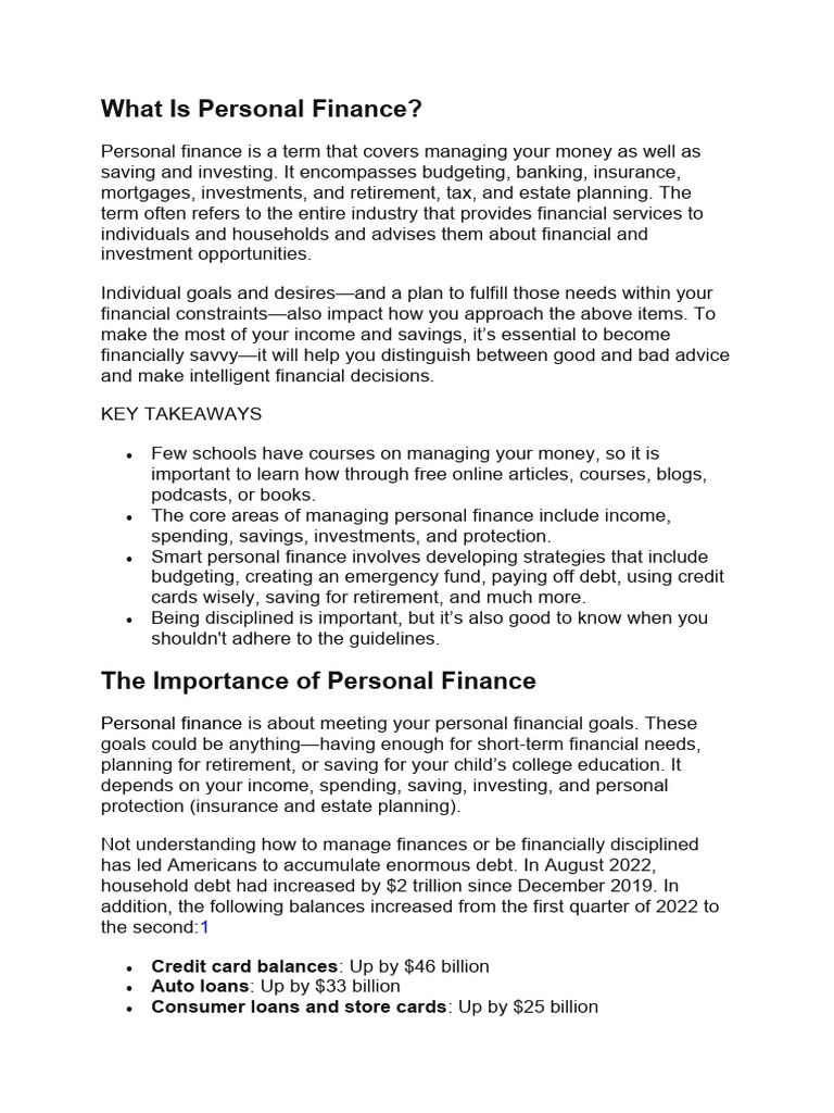 What Is Personal Finance | PDF | Credit Card | Debt