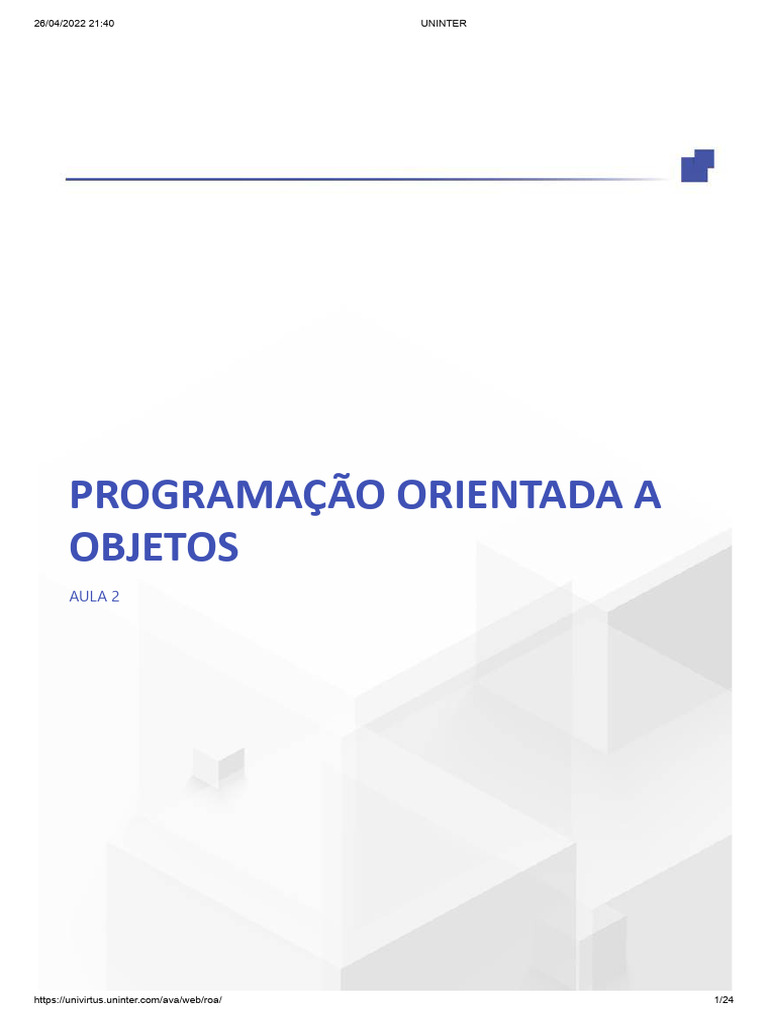Programação Orientada A Objetos 2 Pdf Classe Programação De
