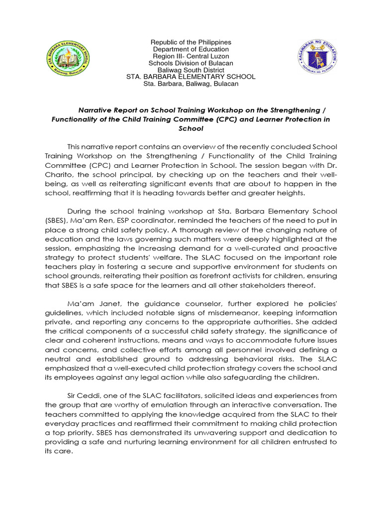 Narrative Report On Child Protection | Download Free PDF | Child ...