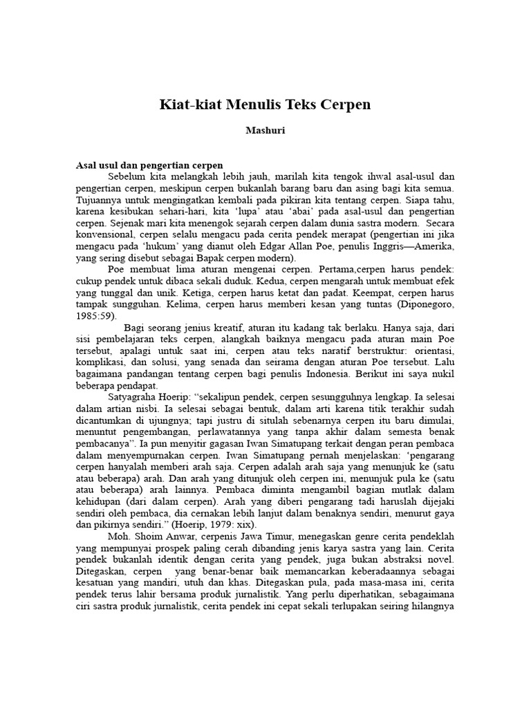 Menuju Menulis Teks Cerpen | PDF