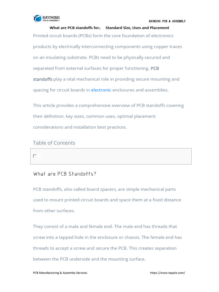 Overview of PCB Standoffs: Sizes & Uses | PDF | Printed Circuit Board ...