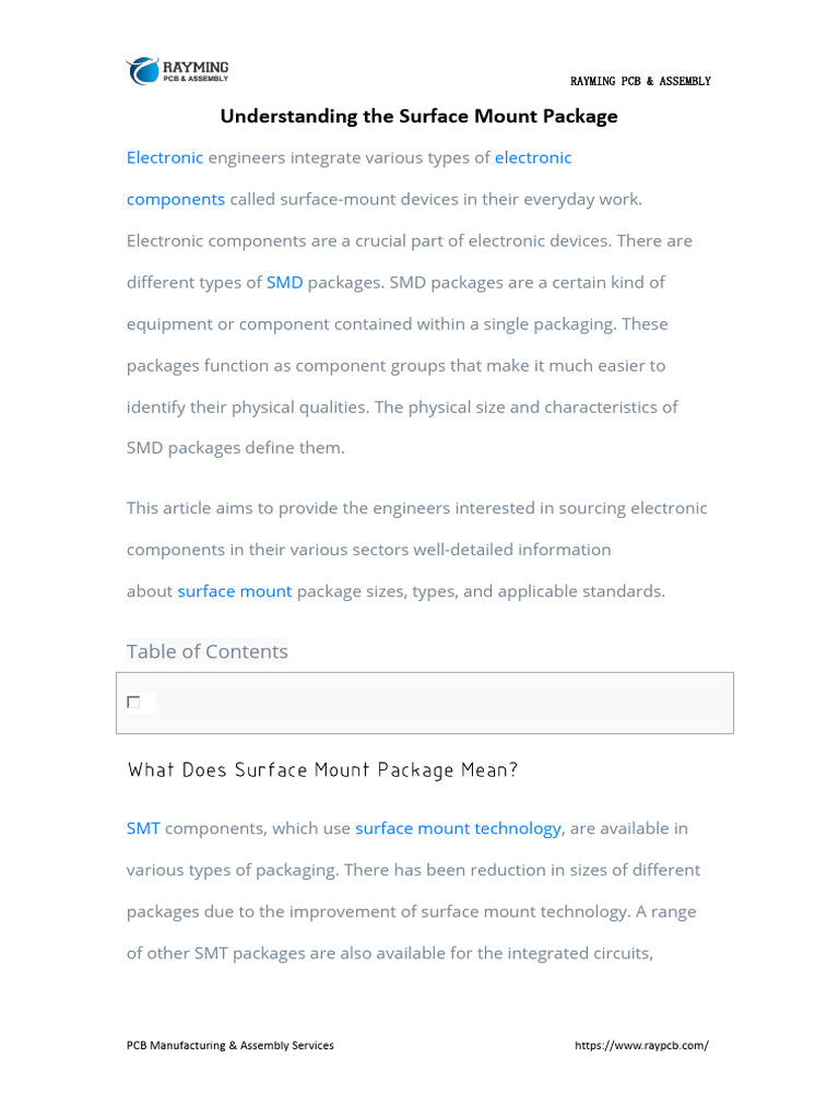 Understanding The Surface Mount Package | PDF | Printed Circuit Board | Electronics