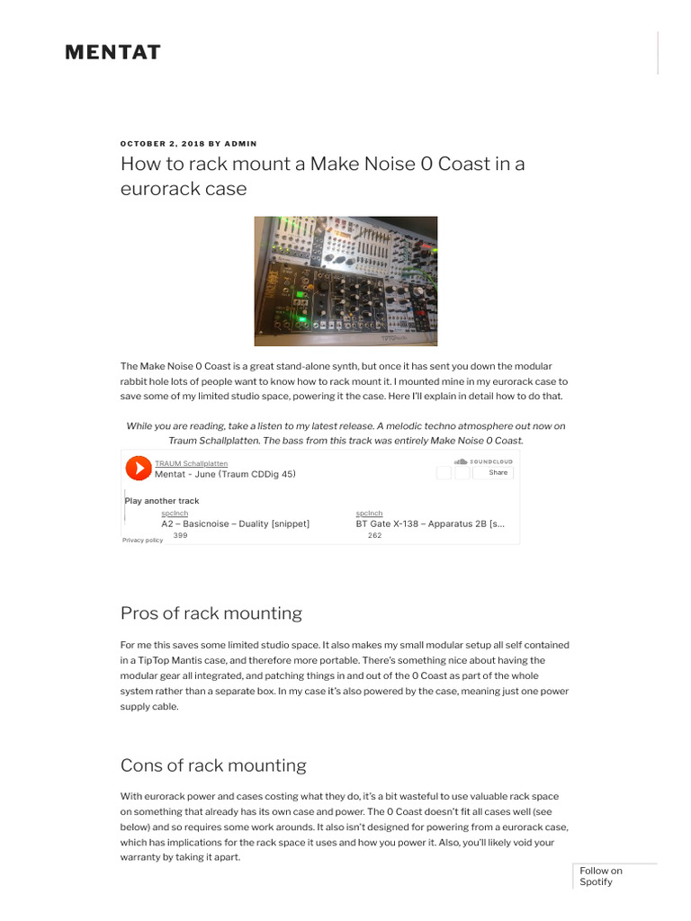 How To Rack Mount A Make Noise 0 Coast in A Eurorack Case - Mentat ...