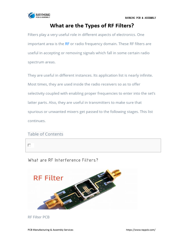What Are The Types of RF Filters | PDF | Electromagnetic Interference ...