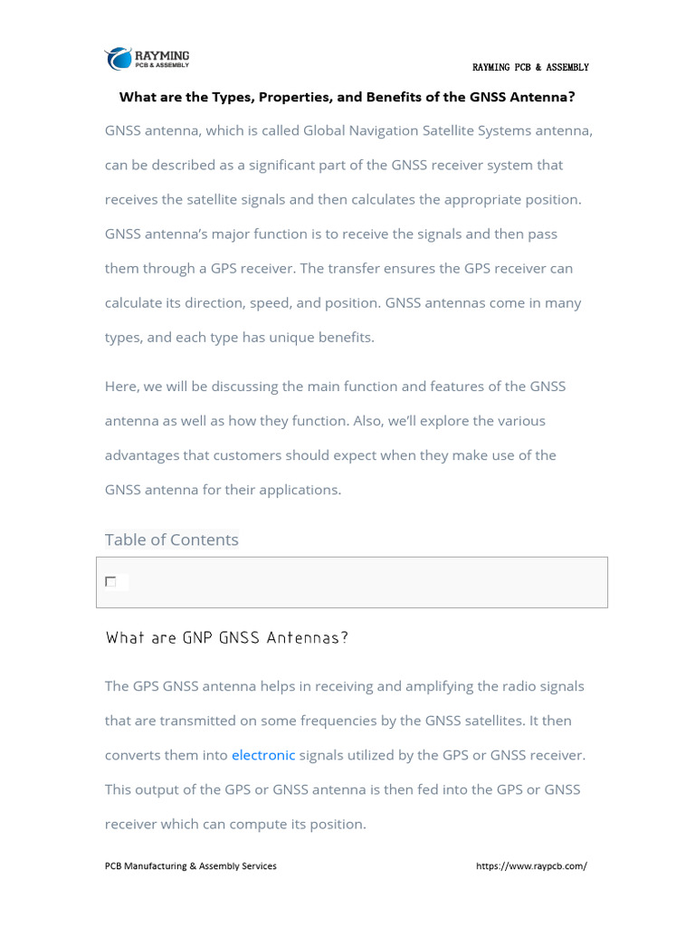What Are the Types, Properties, And Benefits of the GNSS Antenna | PDF | Global Positioning ...