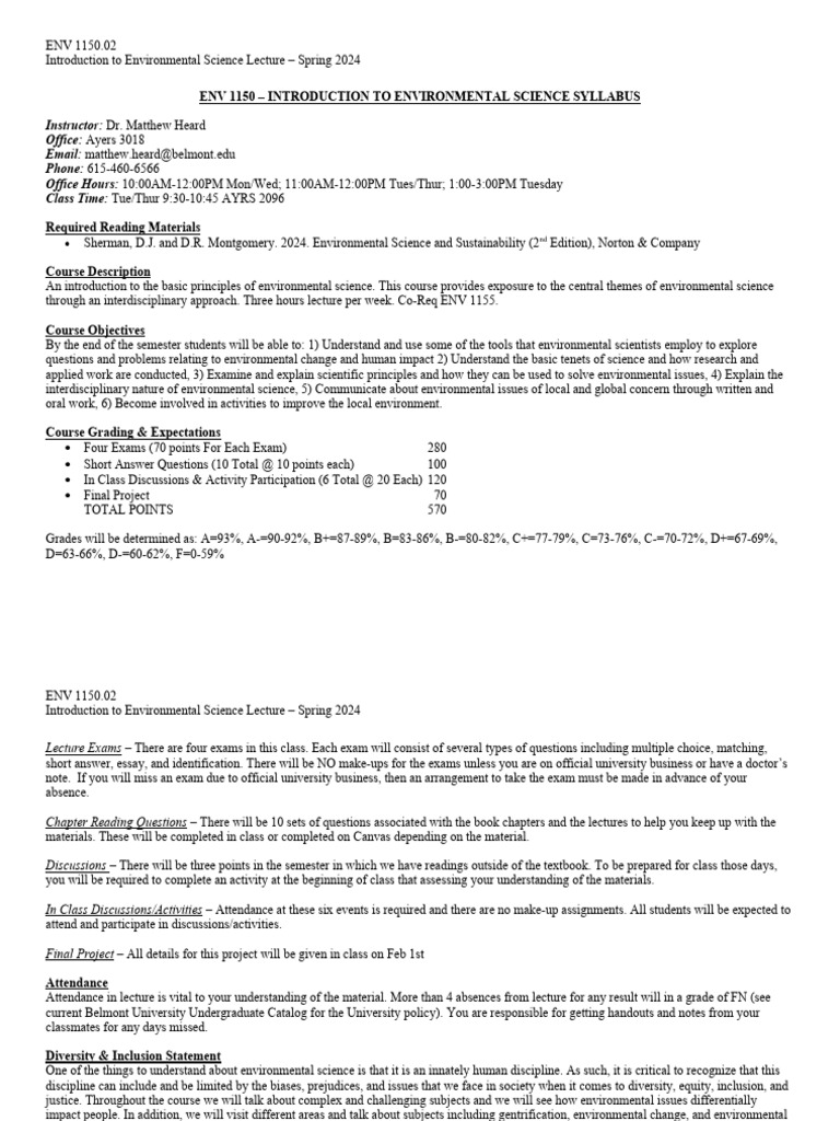 Env 1150 | PDF | Community | Science