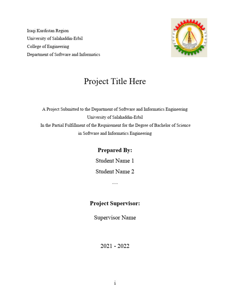 Template For Final Year Project Report 2021-2022 | Download Free PDF ...