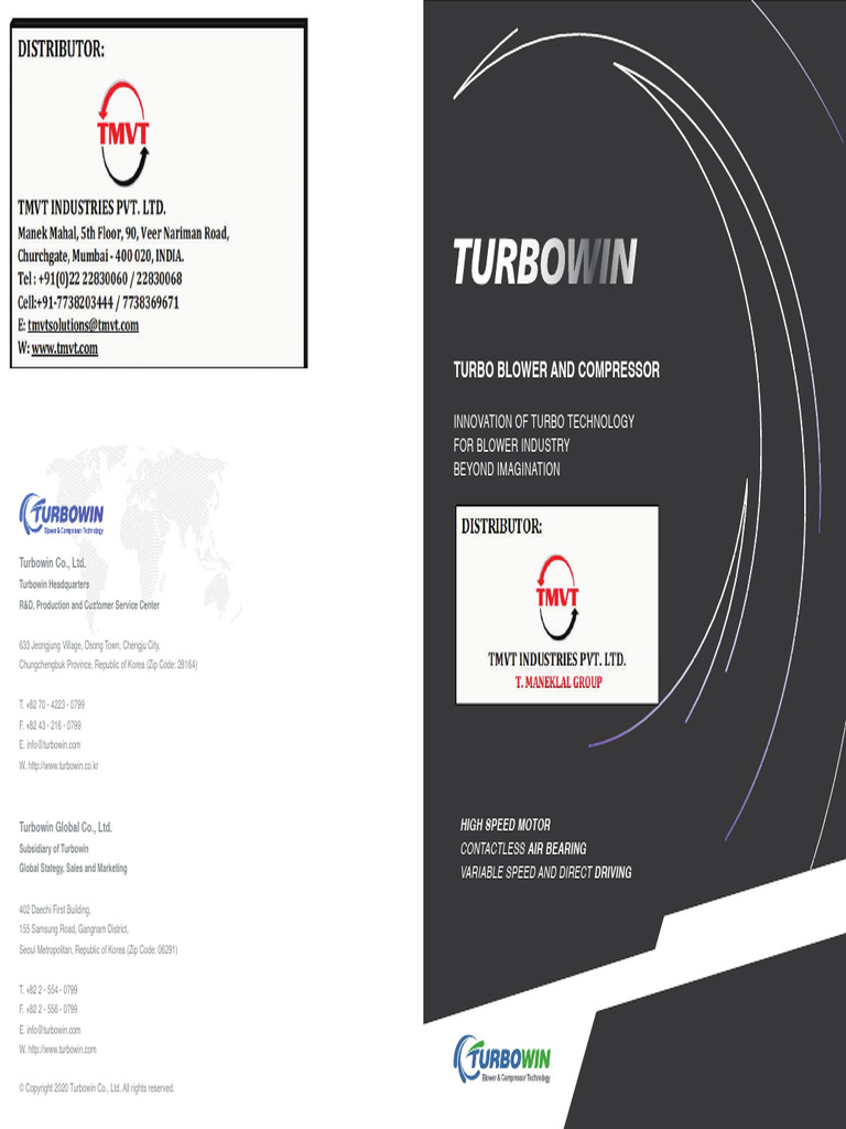 Turbo Blower WL Series TMVT Catalogue | PDF | Electric Motor | Sewage Treatment