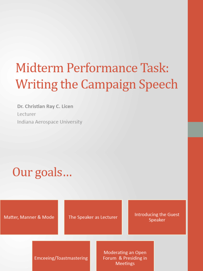 Midterm Performance Task Writing The Campaign Speech | PDF | Human Communication | Communication