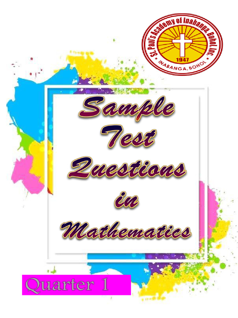Sample Test Questions - (Q1) - Math 10 | PDF | Sequence | Mathematical ...